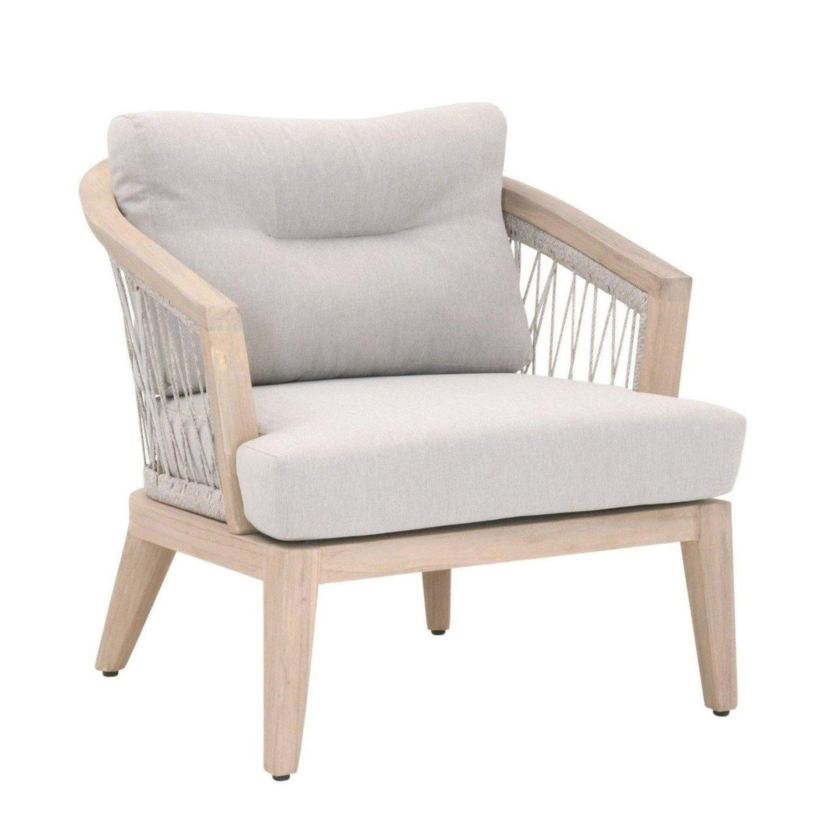 Wilson Teak Outdoor Club Chair, Taupe & White Rope – Pure Salt Shoppe